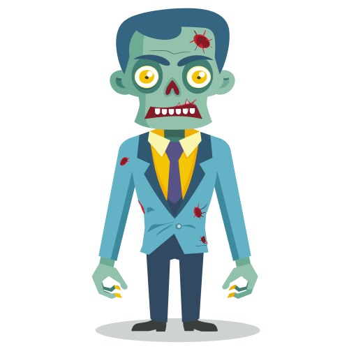 Cartoon zombie businessman standing straight Vector Image