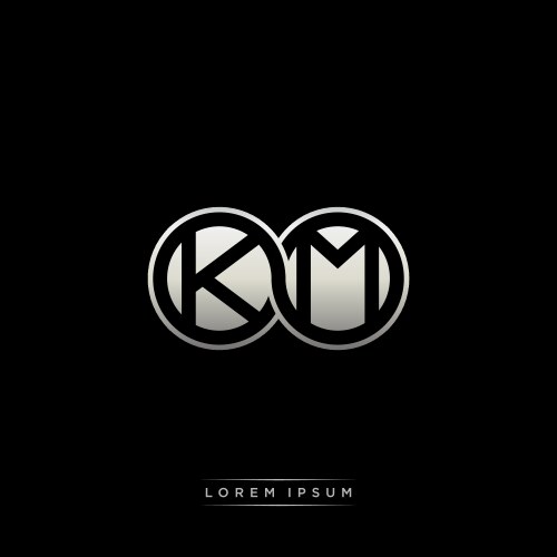 Km logo letter initial designs template Royalty Free Vector