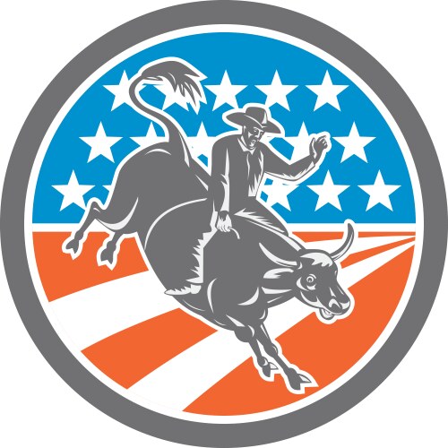 Rodeo cowboy texas longhorn bull Royalty Free Vector Image