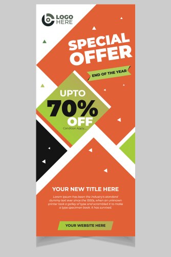Discount roll up banner template design Royalty Free Vector