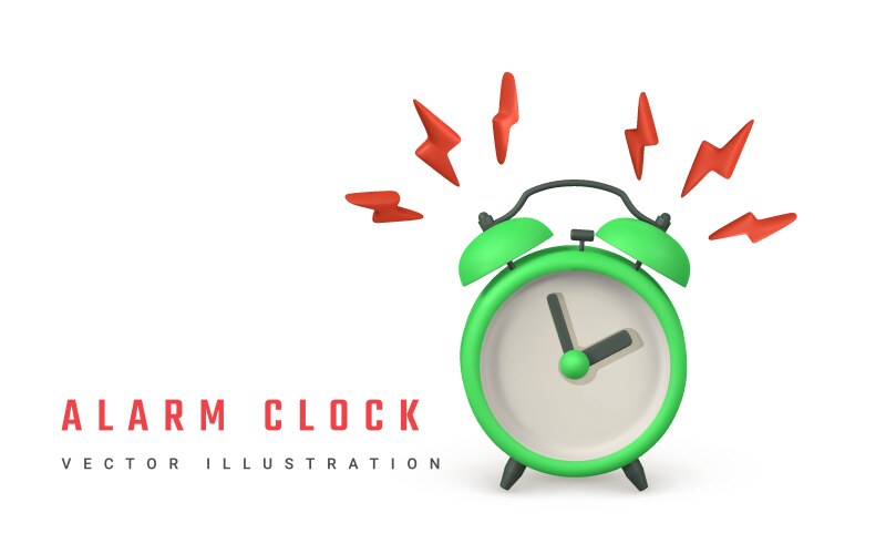 Cute 3d cartoon alarm clock on isolated background