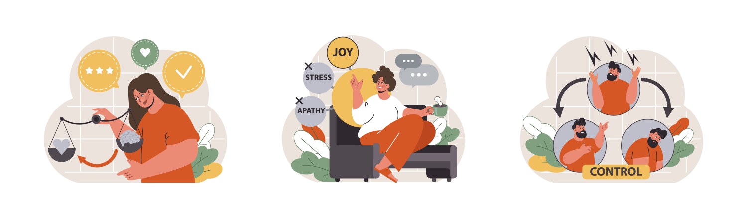 Emotional Intelligence Concept Flat Royalty Free Vector