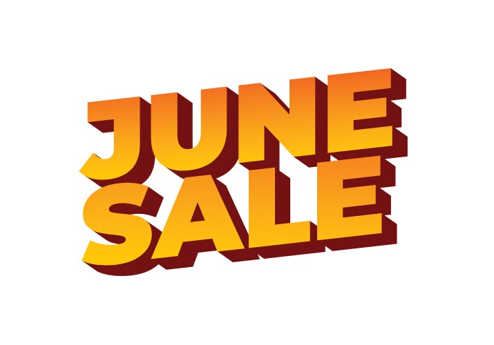 June sale text effect in 3 dimensions style Vector Image