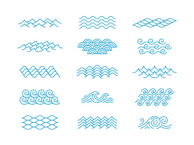 Four scenes of ocean waves Royalty Free Vector Image