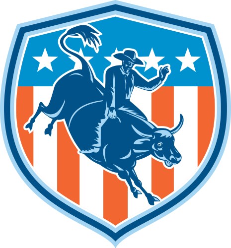 Rodeo cowboy texas longhorn bull Royalty Free Vector Image