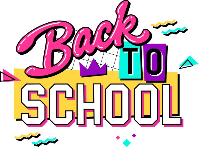 Back to school lettering in bold vivid 90s style Vector Image
