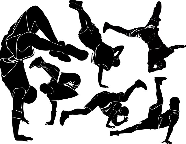 Breakdancer Silhouettes Royalty Free Vector Image