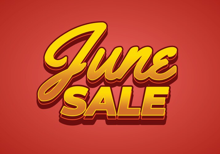 June sale text effect in 3 dimensions style Vector Image