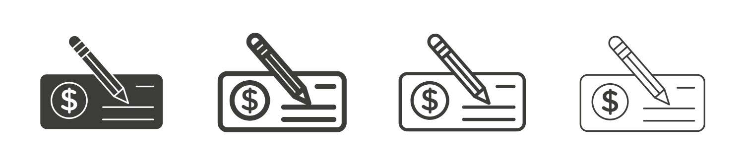 Money check icon setpayment pay paper cheque Vector Image
