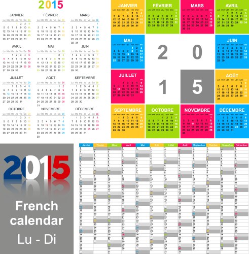 Simple european 2015 year calendar Royalty Free Vector Image