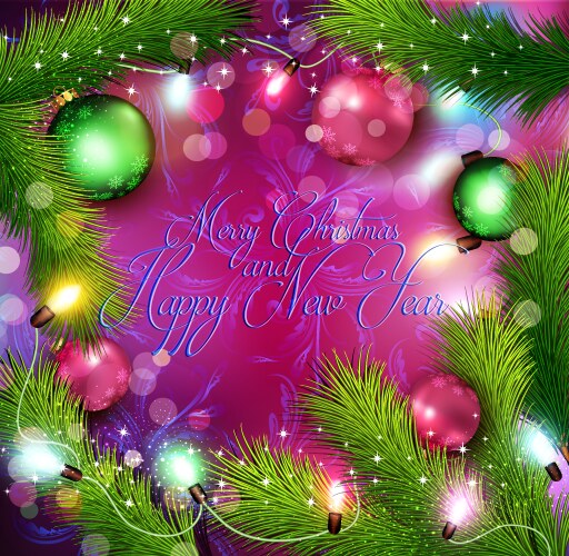 Background with purple christmas balls Royalty Free Vector