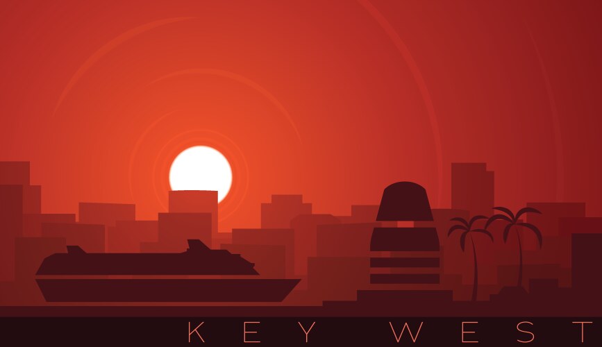 Key west single line skyline profile banner Vector Image