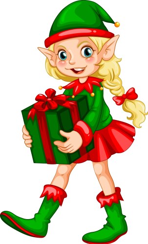 Cartoon cute elf with sack Royalty Free Vector Image