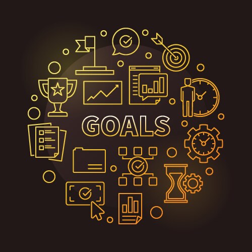 Business goals round in thin Royalty Free Vector Image