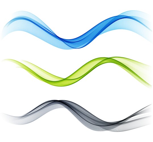 Smooth wave flow color set abstract Royalty Free Vector