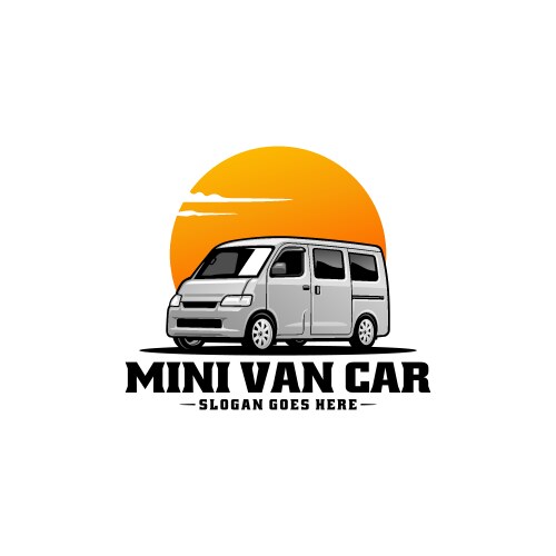 Combi van car vintage logo design Royalty Free Vector Image