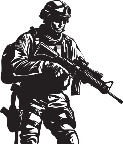 Battlefield precision elegant soldier holding gun Vector Image