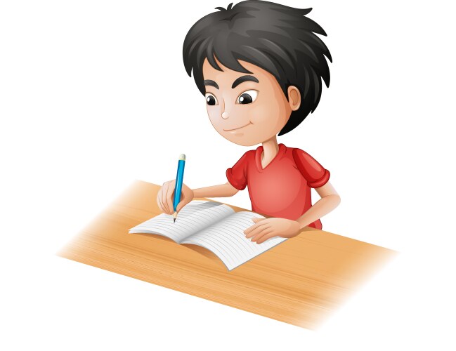 Cartoon student writing Royalty Free Vector Image