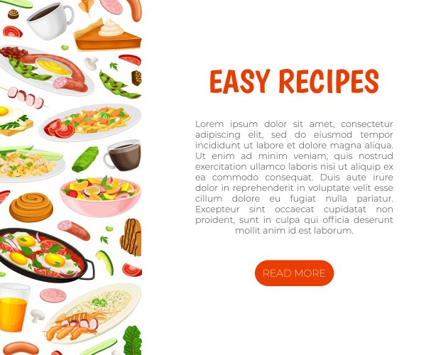 Food and drink banner design with different served
