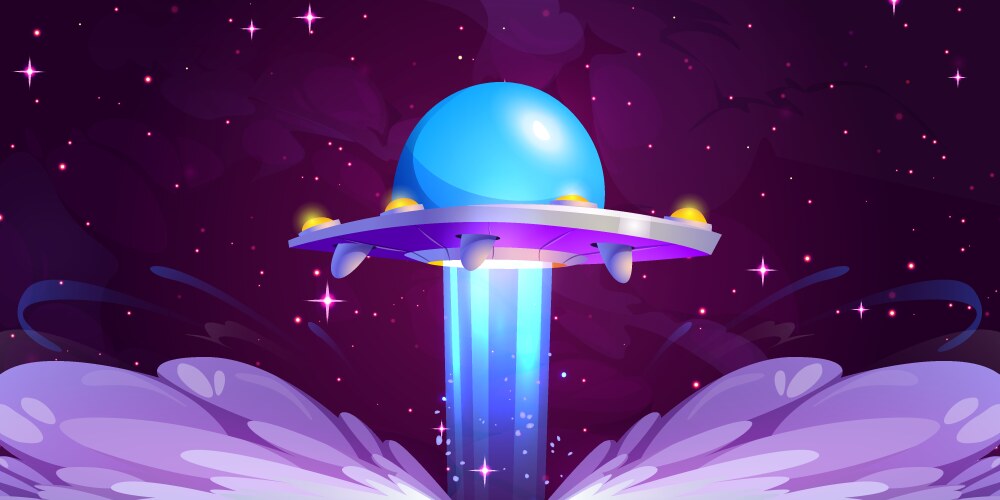 Alien spaceship in outer space Royalty Free Vector Image