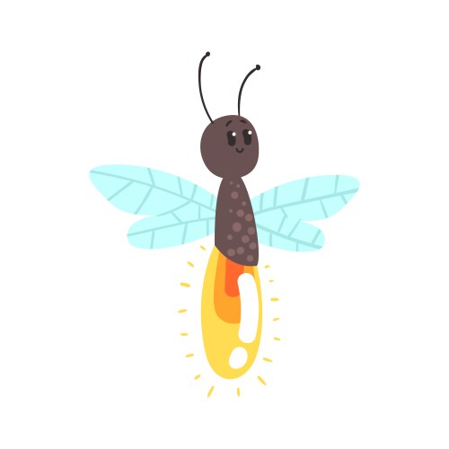 Little firefly on green leaf white background Vector Image