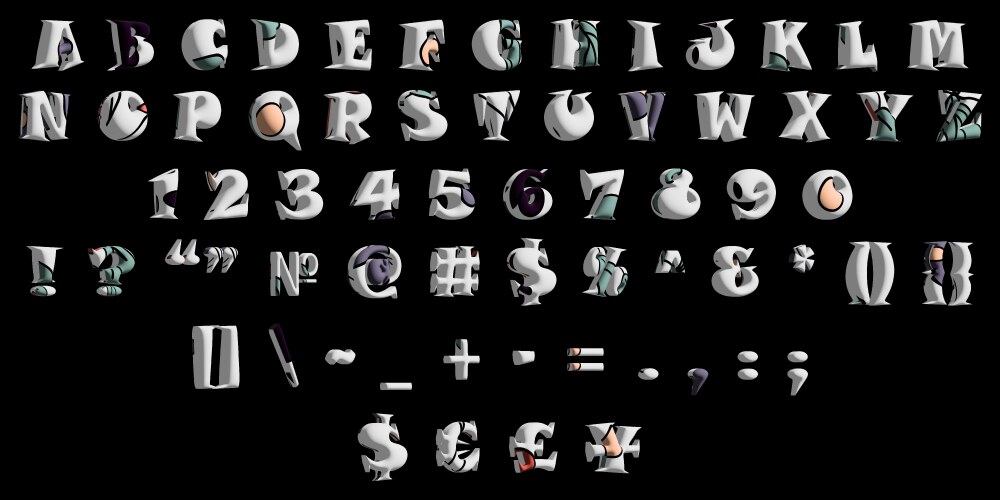 3d letters in y2k style Royalty Free Vector Image
