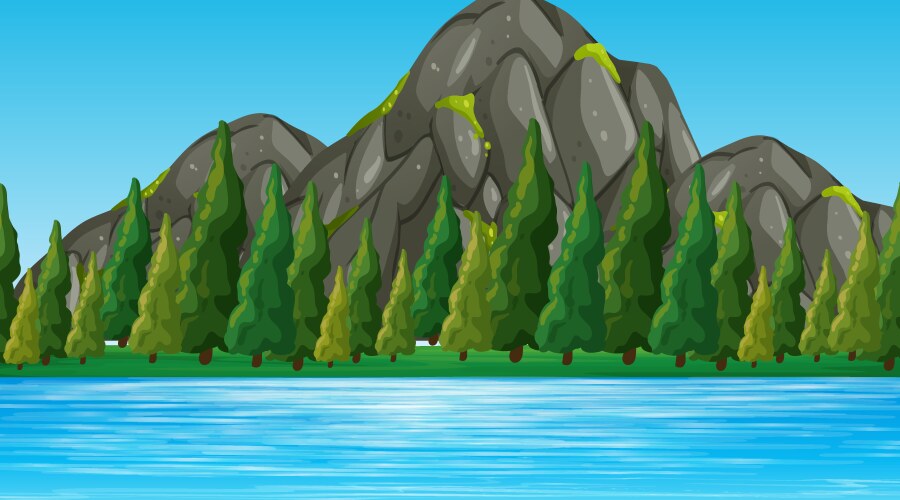 Outdoor lake nature scene Royalty Free Vector Image