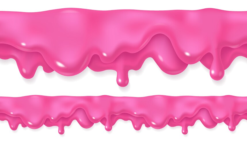 Melted pink icing drop set with sprinkles Vector Image
