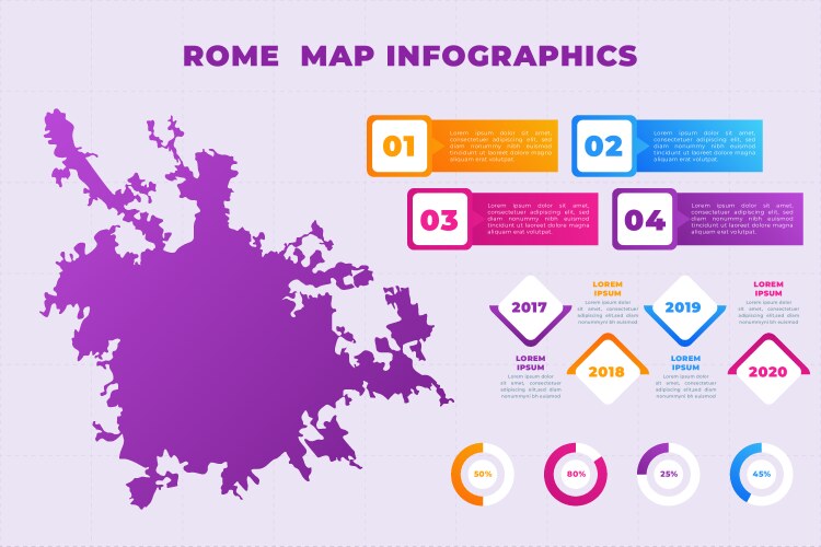 Gradient rome map infographics Royalty Free Vector Image
