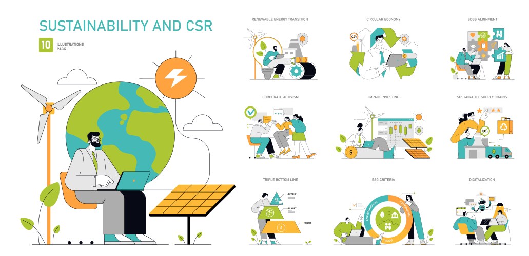 Sustainability and csr Royalty Free Vector Image