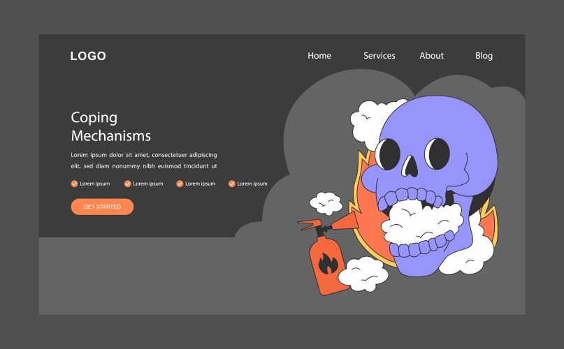 Coping mechanism web banner or landing page dark Vector Image