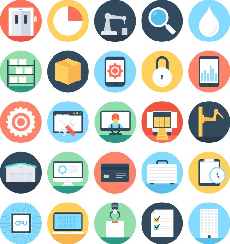 Industrial colored icons 3 Royalty Free Vector Image