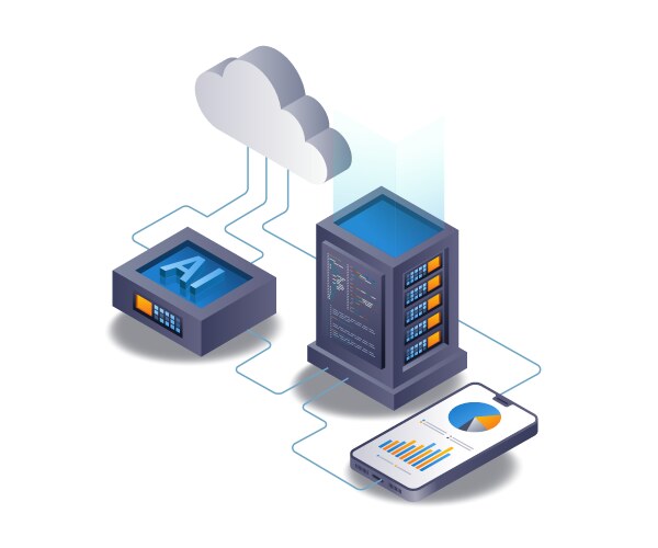 Artificial intelligence technology server Vector Image