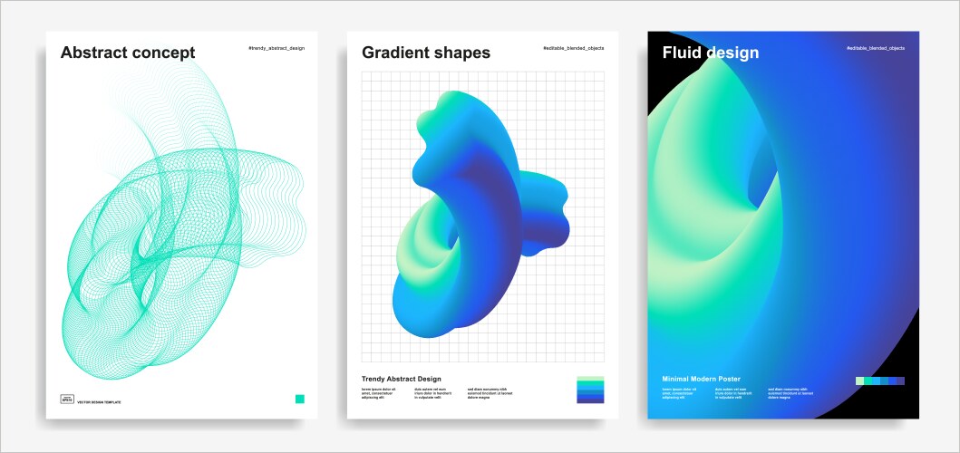 Trendy design templates with 3d flow shapes Vector Image