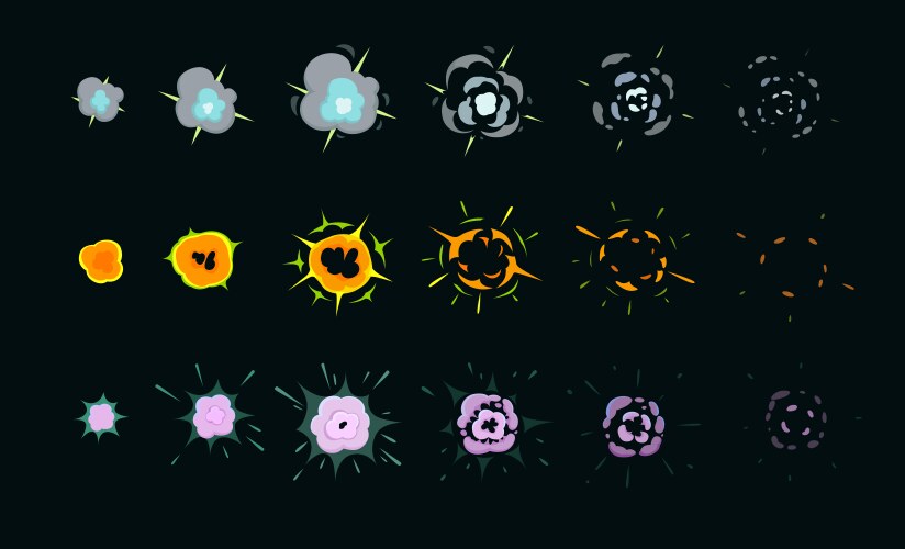 Explosion frames for animation Royalty Free Vector Image
