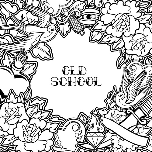 Old school tattoo flash set Royalty Free Vector Image