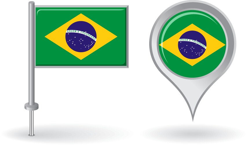 Flat and waving brazilian flag Royalty Free Vector Image