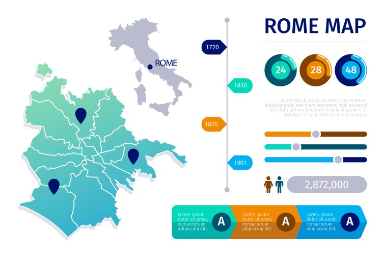 Hand drawn rome map infographics Royalty Free Vector Image
