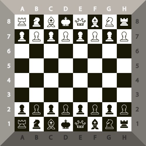 Chess board top view pieces Royalty Free Vector Image