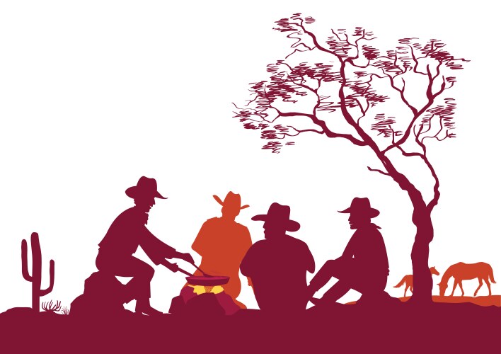 Four cowboys Royalty Free Vector Image - VectorStock