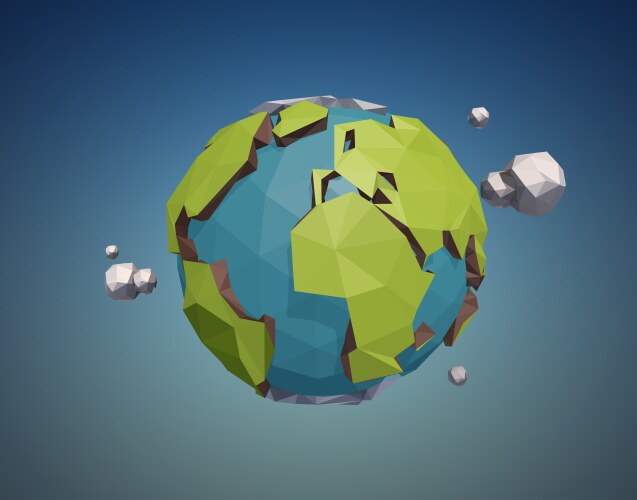 Polygonal world map low poly design origami Vector Image
