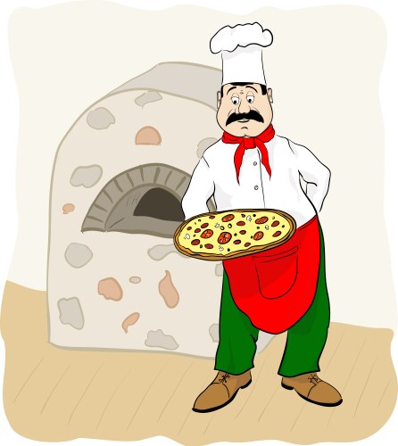 Cartoon pizza chef Royalty Free Vector Image - VectorStock
