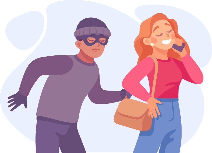 Man criminal commit crime and theft Royalty Free Vector