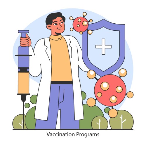 Pandemic response concept flat Royalty Free Vector Image