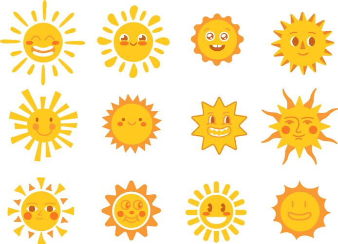 Cute cartoon white clouds expression faces Vector Image