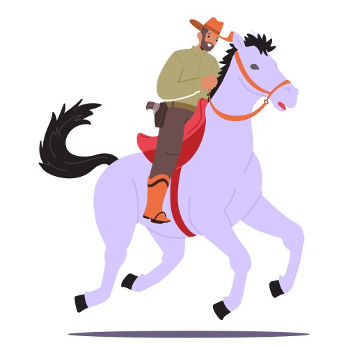 Cartoon cowboy character riding a horse Royalty Free Vector