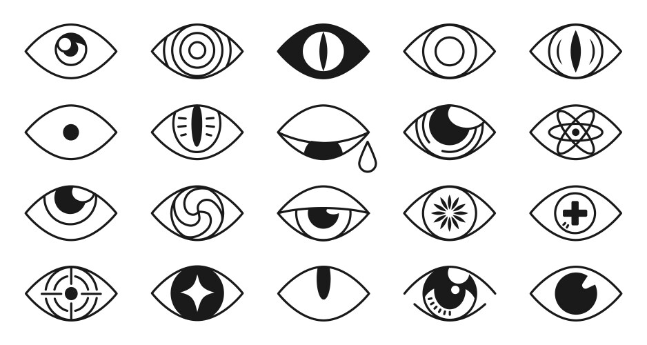 Eye icons open and closed human eyes Royalty Free Vector