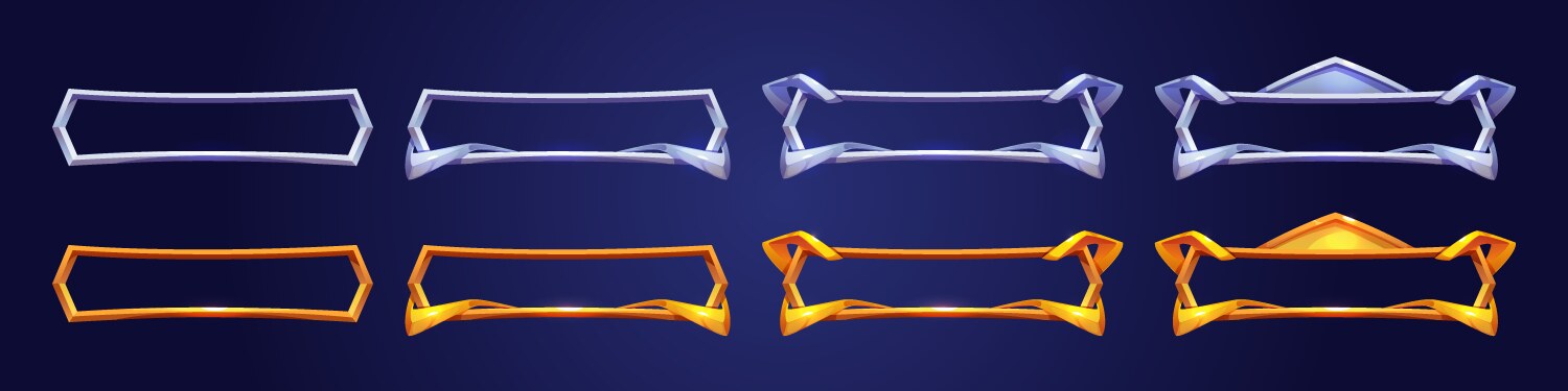 Game silver and gold buttons with fantasy frames Vector Image