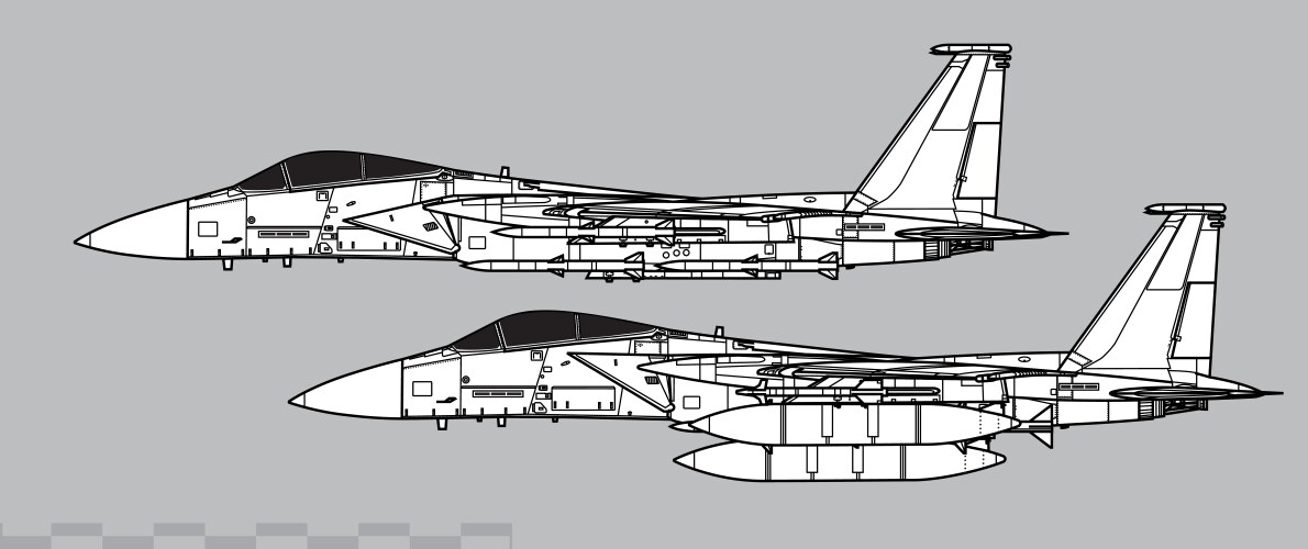 Boeing f-15e strike eagle plus agm-158 jassm Vector Image