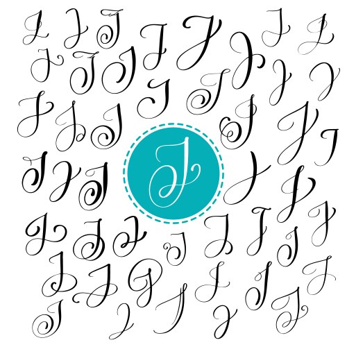 Set of hand drawn calligraphy letter i Royalty Free Vector